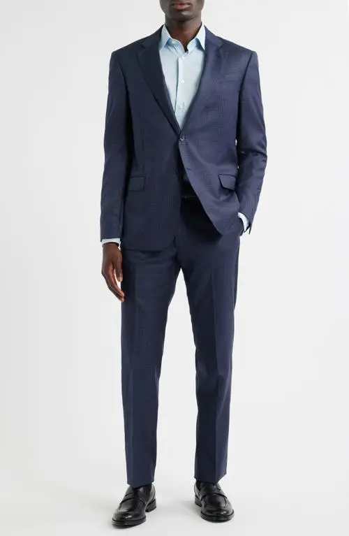 Emporio Armani Navy Blue Check Wool Suit