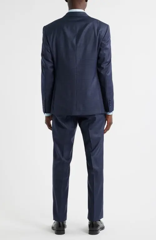 Emporio Armani Navy Blue Check Wool Suit