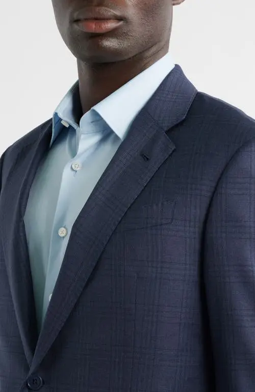 Emporio Armani Navy Blue Check Wool Suit