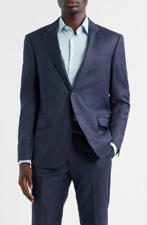 Emporio Armani Navy Blue Check Wool Suit