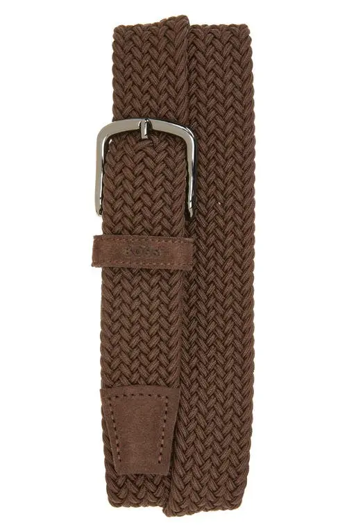 BOSS Woven Elastic Belt - Dark Brown