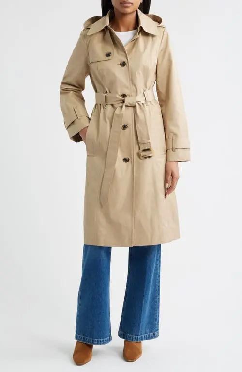 London Fog Double-breasted Trench Raincoat - Stone