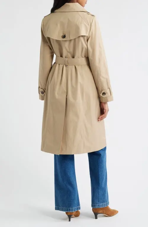 London Fog Double-breasted Trench Raincoat - Stone