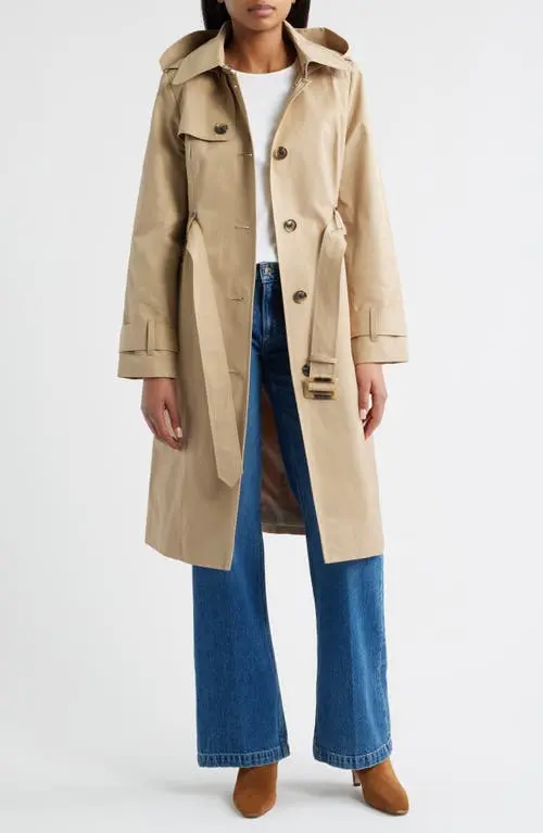 London Fog Double-breasted Trench Raincoat - Stone