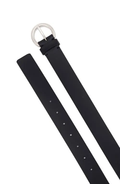 Vince Flat Ring Leather Belt - Black
