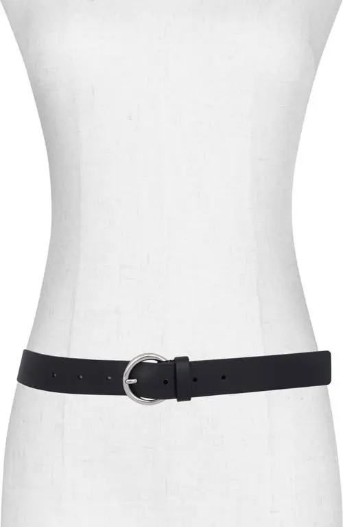 Vince Flat Ring Leather Belt - Black