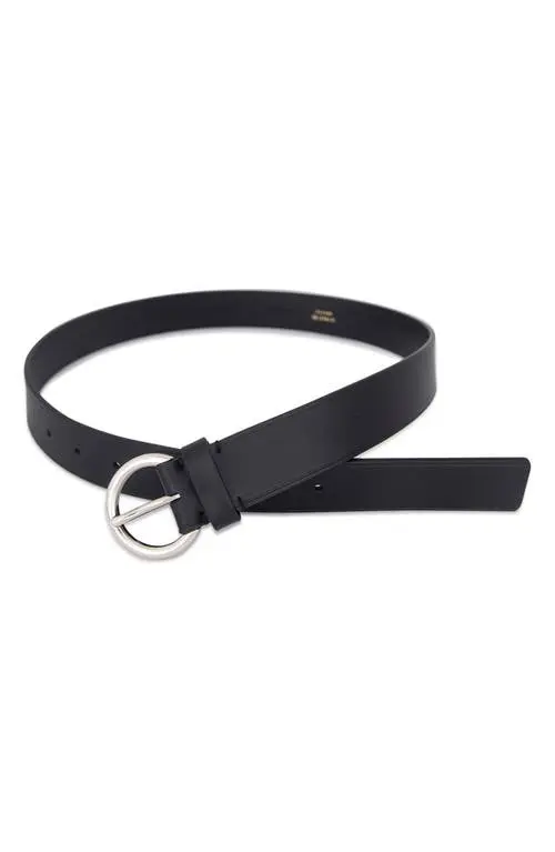 Vince Flat Ring Leather Belt - Black