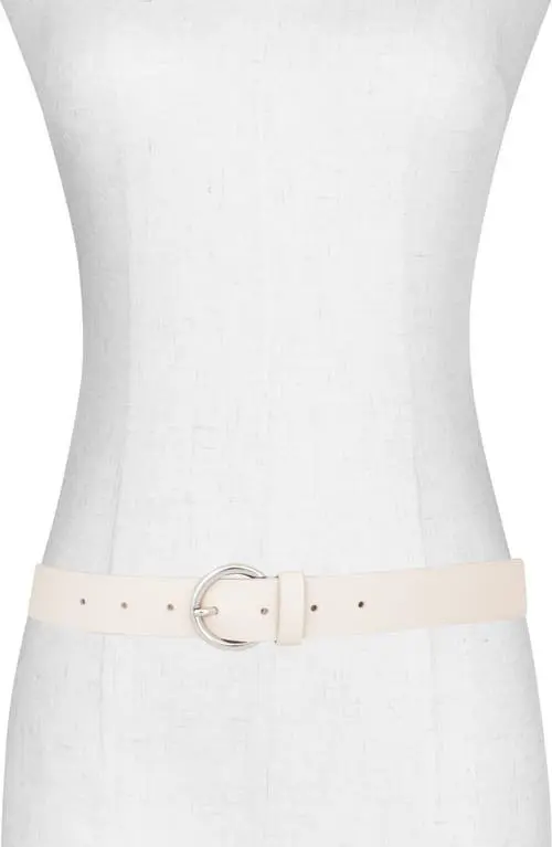 Vince Flat Ring Leather Belt - Milk