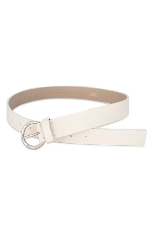 Vince Flat Ring Leather Belt - Milk