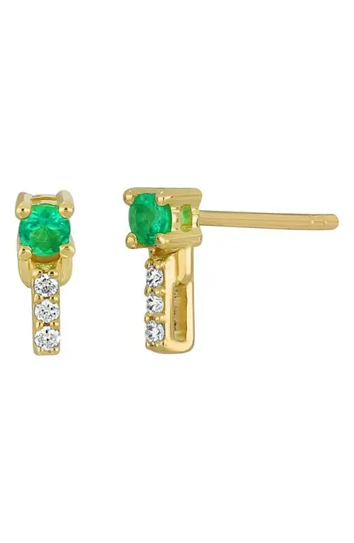 Bony Levy El Mar Gemstone & Diamond Bar Stud Earrings - 18k Yellow Gold Emerald