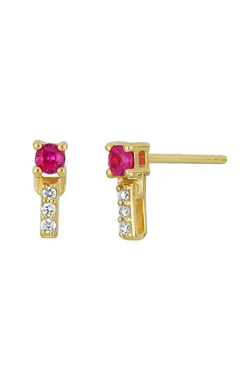 Bony Levy El Mar Gemstone & Diamond Bar Stud Earrings - 18k Yellow Gold Ruby