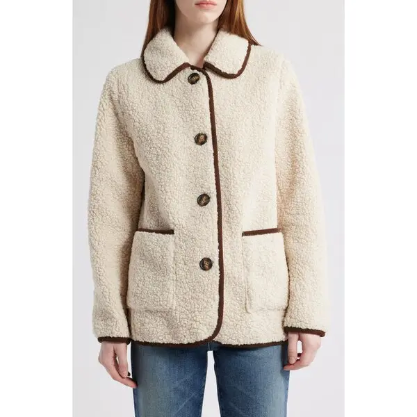 Bernardo Contrast Trim Faux Shearling Jacket