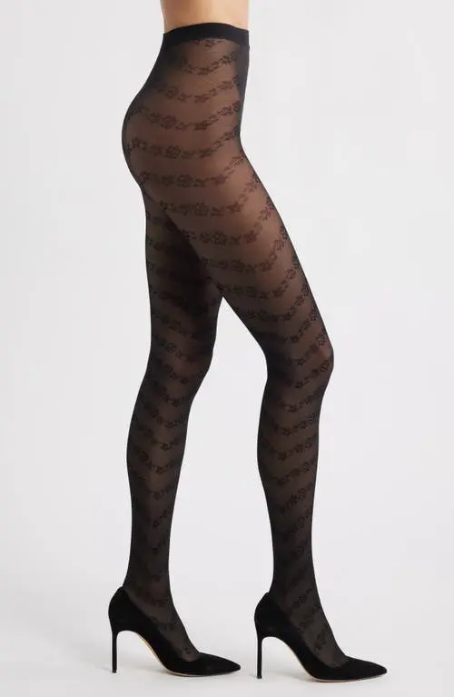 Nordstrom Chevron Sheer Tights - Black