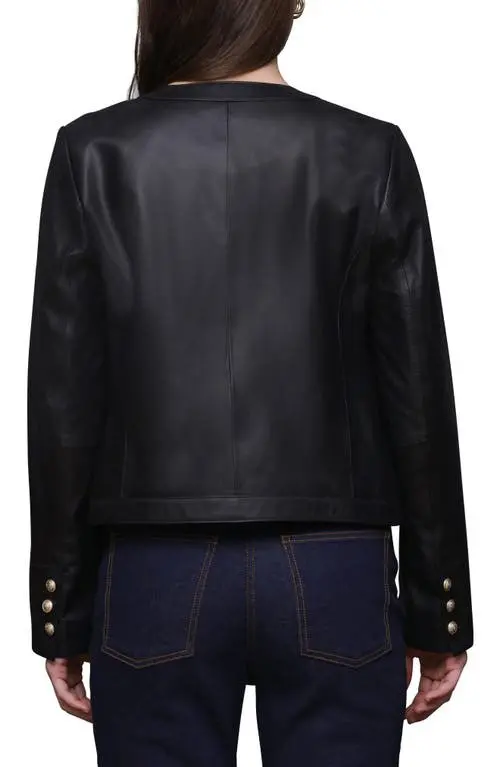 Bagatelle Genuine Leather Collarless Jacket - Black
