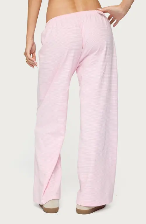 EDIKTED Striped Relaxed Fit Drawstring Pants - Light-pink