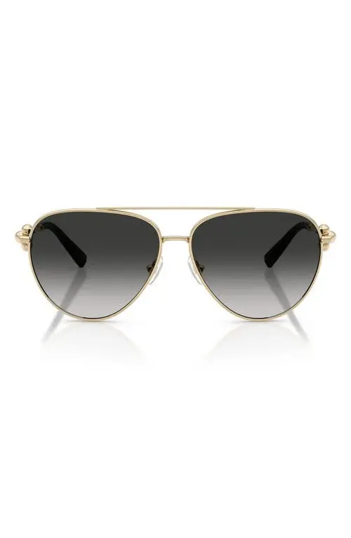 Tiffany & Co. 59mm Gradient Pilot Sunglasses - Pale Gold/ Grey Gradient