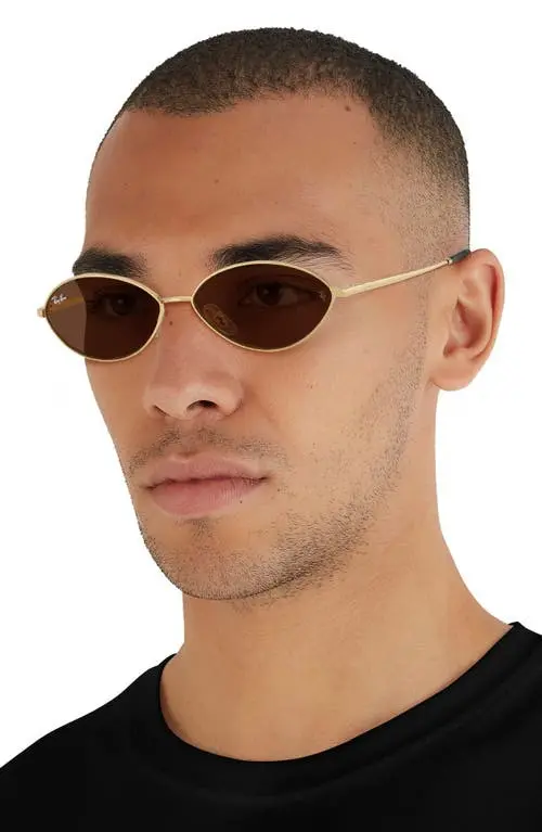 Ray-ban Kai 56mm Oval Sunglasses - Gold/dark Brown