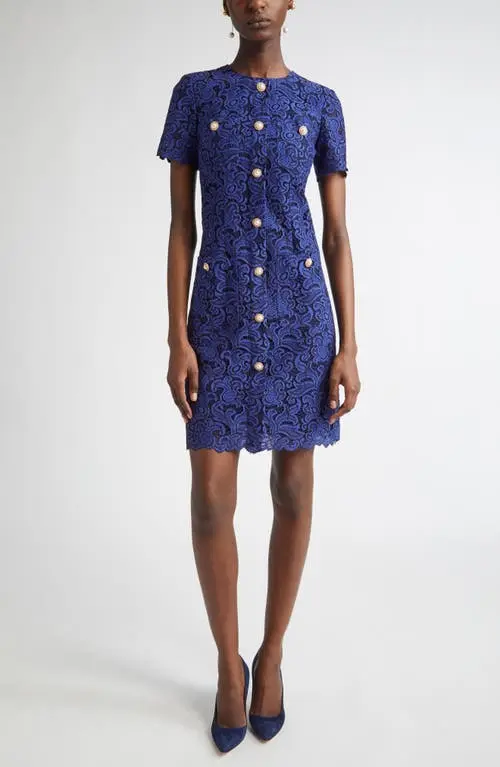 St. John Guipure Lace Shift Dress