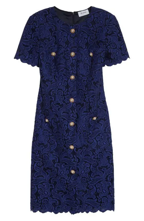 St. John Guipure Lace Shift Dress