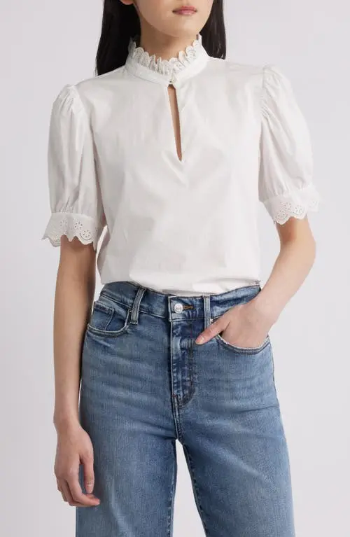 FRAME The Eyelet Inset Top