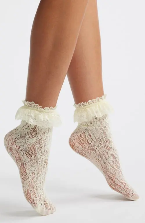 CASA CLARA Evangeline Ruffle Lace Ankle Socks - Ivory