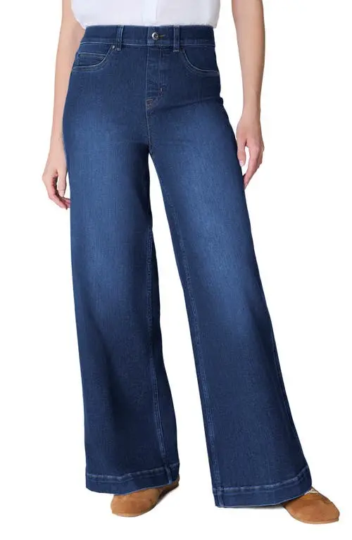 Spanx Pull-on High-waist Wide-leg Jeans - Authentic Blue