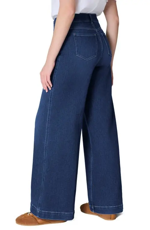 Spanx Pull-on High-waist Wide-leg Jeans - Authentic Blue
