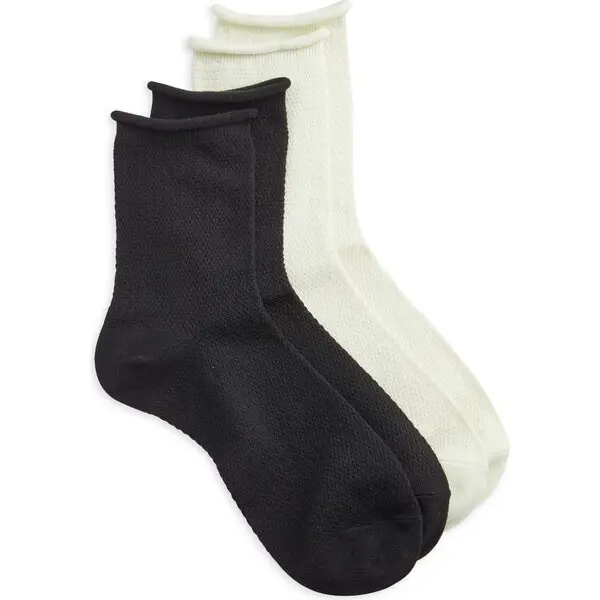 STEMS Linear Assorted Crew Socks 2-pack - Ivory /black