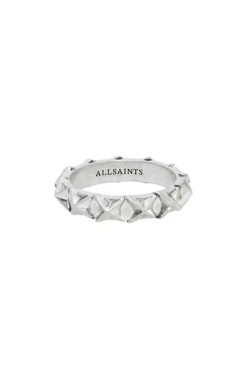 ALLSAINTS Square Stud Ring - Warm Silver