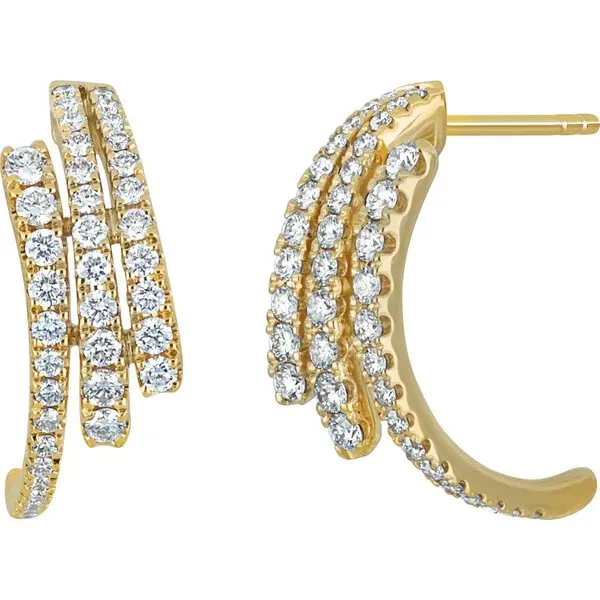 Bony Levy Diamond J-hoop Earrings - 18k Yellow Gold