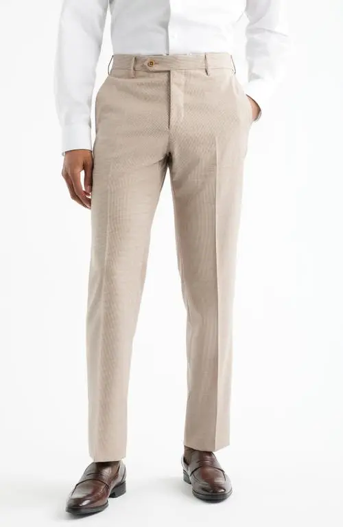 Zanella Parker Flat Front Wool Dress Pants - Tan