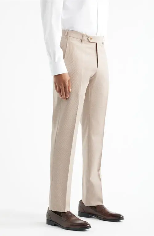 Zanella Parker Flat Front Wool Dress Pants - Tan