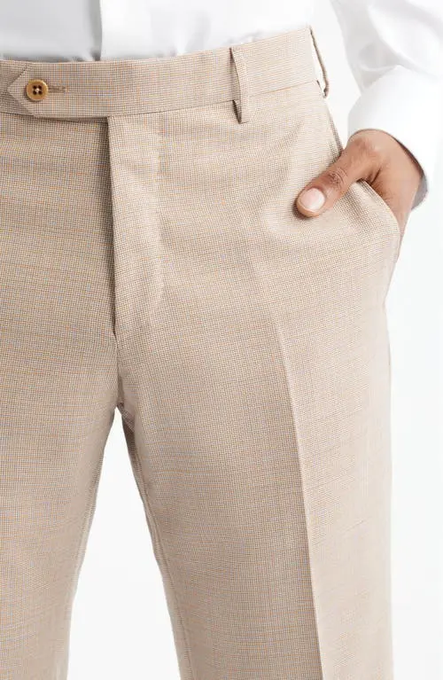 Zanella Parker Flat Front Wool Dress Pants - Tan