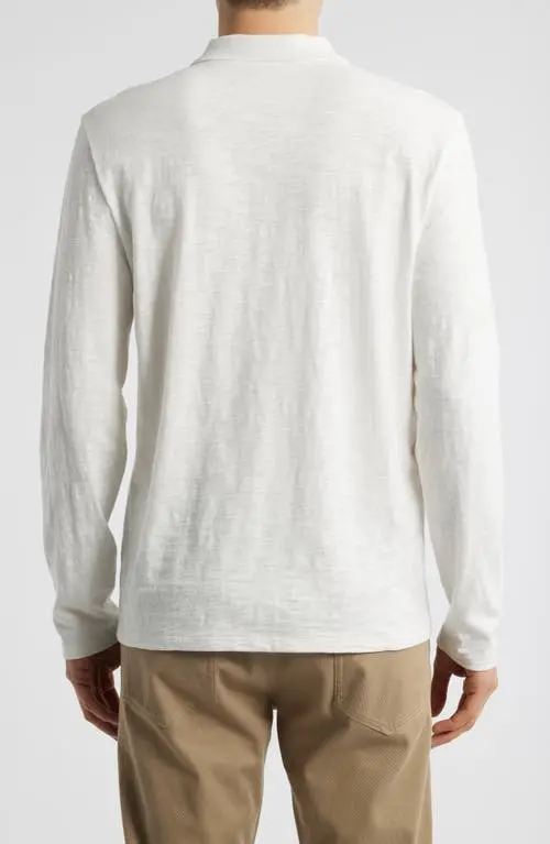 Vince Slub Cotton Long Sleeve Polo - White