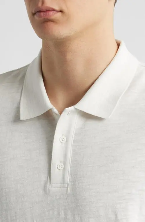 Vince Slub Cotton Long Sleeve Polo - White
