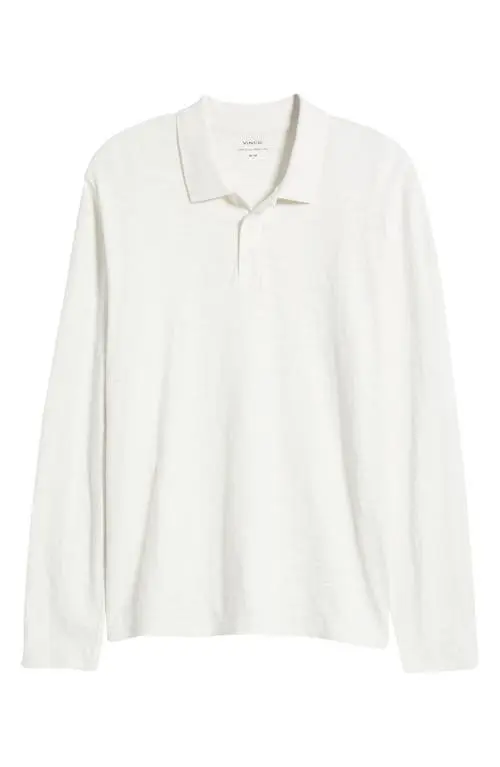 Vince Slub Cotton Long Sleeve Polo - White