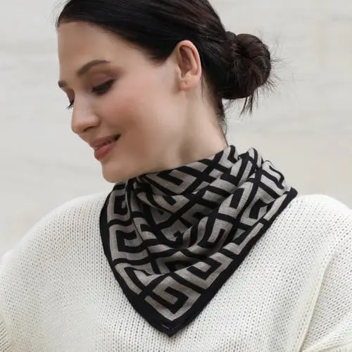 YOUZEY The Zoe Lightweight Neck Scarf - Black/tan