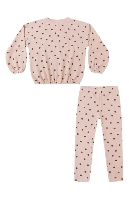 RYLEE + CRU Polka Dot Knit Top & Leggings Set - Blush