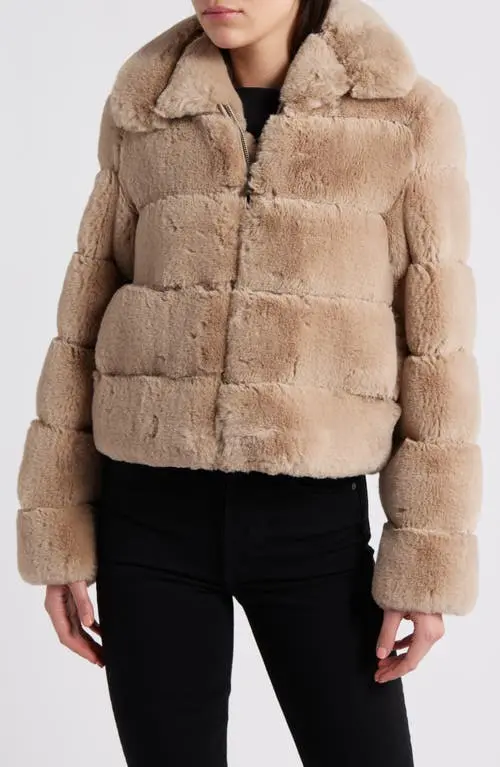 Bcbgmaxazria Groove Quilted Faux Fur Coat - Hazelnut