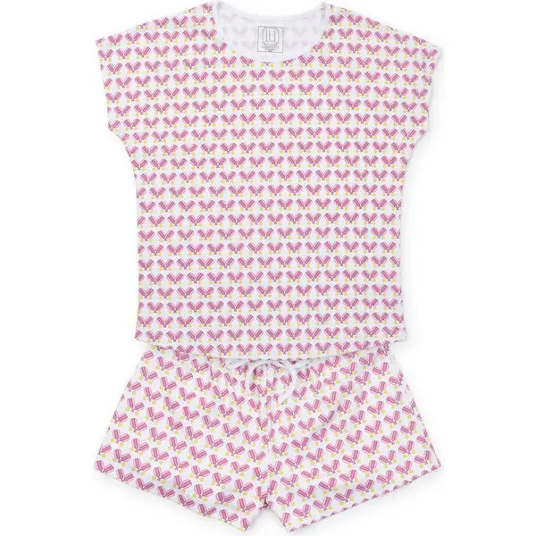 LILA AND HAYES Riley Pajama Short Set - Pickleball Pink