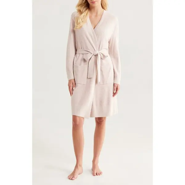Barefoot Dreams Cozychic Lite® Tonal Contrast Robe - Barely Pink/shell