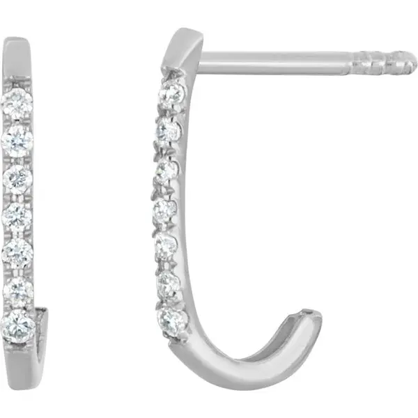 Bony Levy Diamond J-hoop Earrings - 18k White Gold