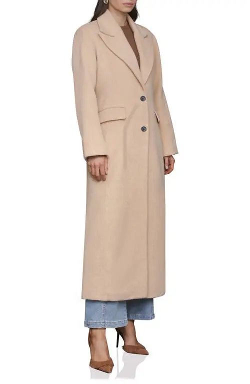 Avec Les Filles Strong Shoulder Hourglass Single Breasted Coat - Camel