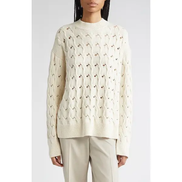 Lafayette 148 New York Cable Stitch Cashmere & Silk Sweater