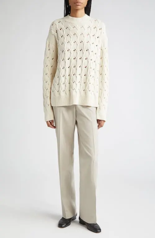 Lafayette 148 New York Cable Stitch Cashmere & Silk Sweater