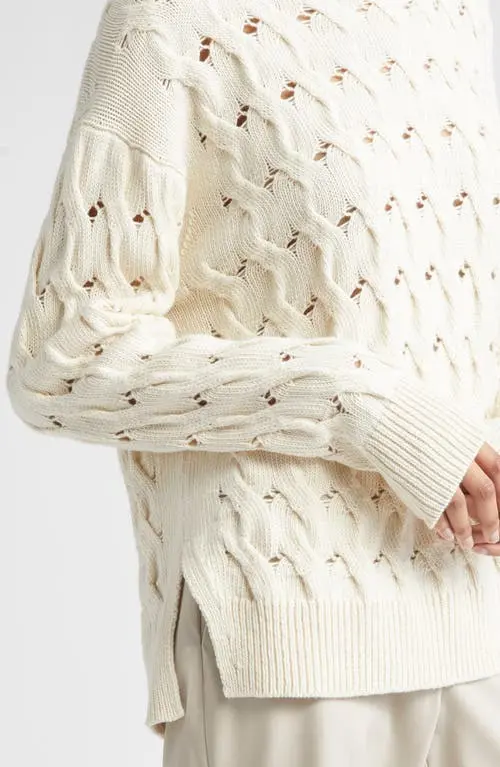 Lafayette 148 New York Cable Stitch Cashmere & Silk Sweater