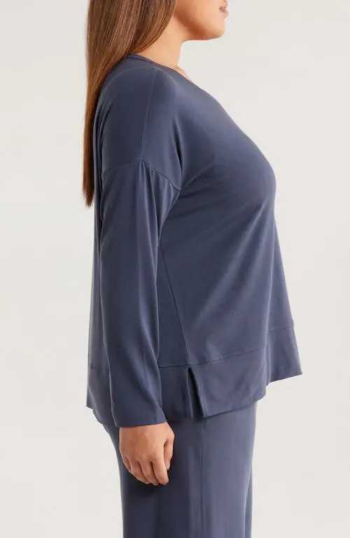 Eileen Fisher Boxy Long-sleeve V-neck Top