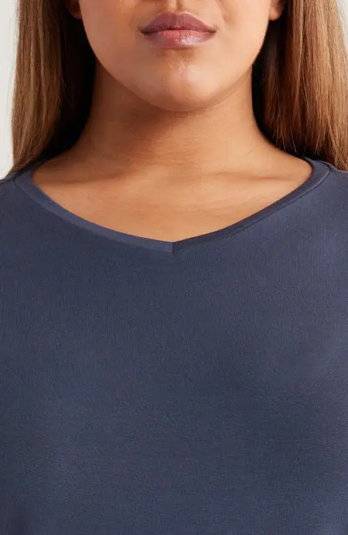 Eileen Fisher Boxy Long-sleeve V-neck Top