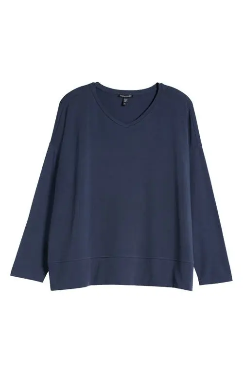 Eileen Fisher Boxy Long-sleeve V-neck Top