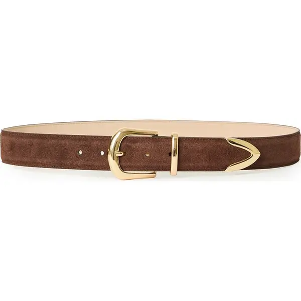 B-low The Belt Marc Suede Belt - Chocolate/gold
